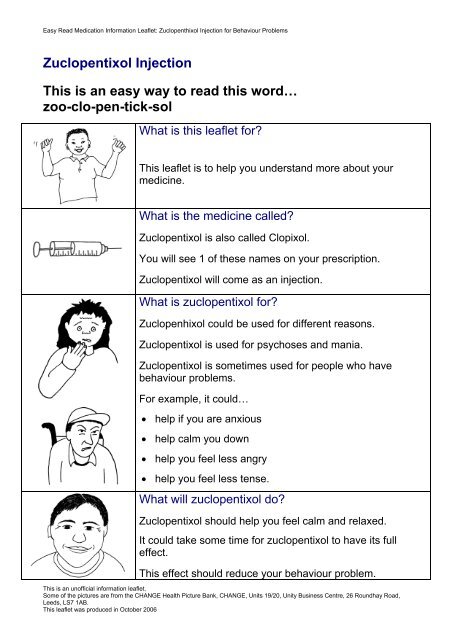 Zuclopentixol Injection This is an easy way to read this ... - Easyhealth