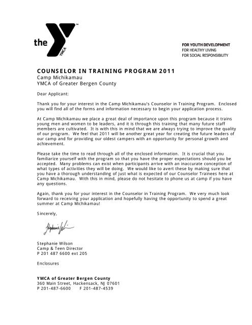 counselor in training program 2011 - YMCA OF THE GREATER ...