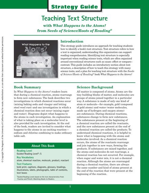 Teaching Text Structure - Seeds of Science/Roots of Reading