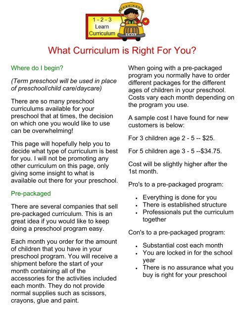 What Curriculum is Right For You? - 123 Learn Curriculum