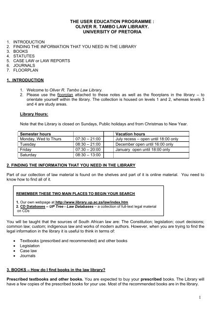 Guide to Print Sources of South African Law - Library - University of ...