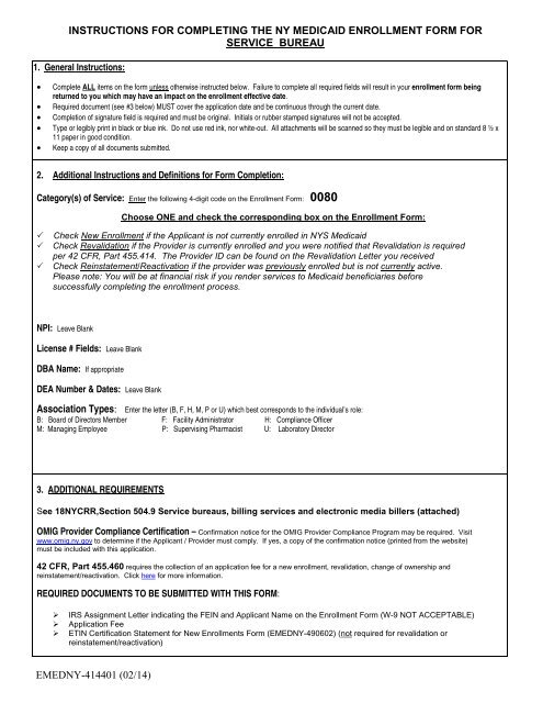 Instructions to Complete Enrollment Form - eMedNY