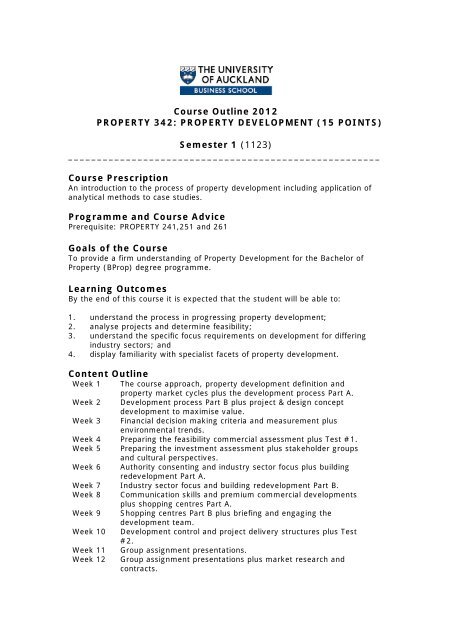 PROPERTY DEVELOPMENT - Course