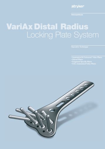 VariAx Elbow Locking Plate System Selling Sheet - Stryker