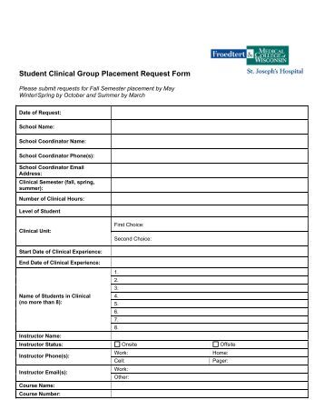 Student Placement Request and Personal Data Form - Fayetteville ...