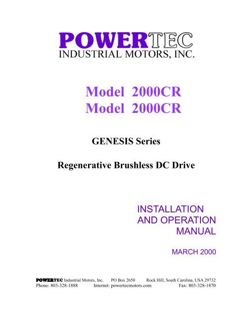 Genesis 2000/3000 Regen Drive manual - PowerTec