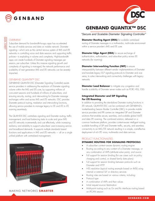 QUANTiX DSC Datasheet - Genband