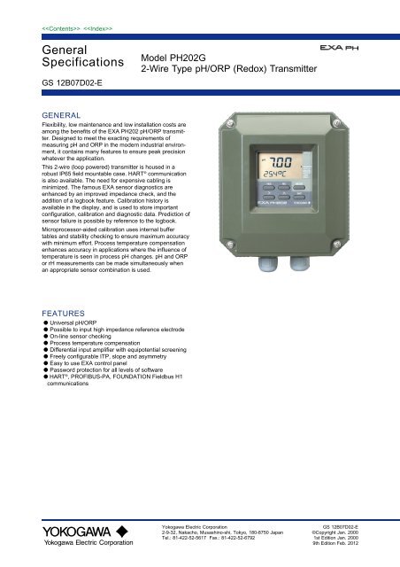 PH202 2-wire pH/ORP Transmitter - Yokogawa