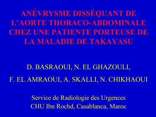 anÃ©vrysme dissÃ©quant de l'aorte thoraco-abdominale chez une ...