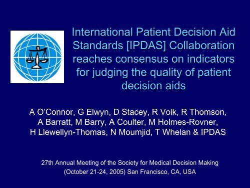 2005 IPDAS Collaboration Reaches Consensus On Indicators For ...
