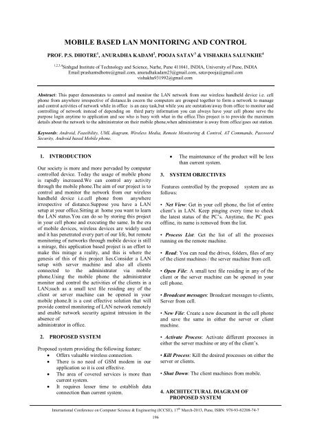 MOBILE BASED LAN MONITORING AND CONTROL - IRNet Explore
