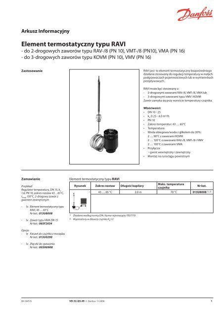 Element termostatyczny typu RAVI - Danfoss