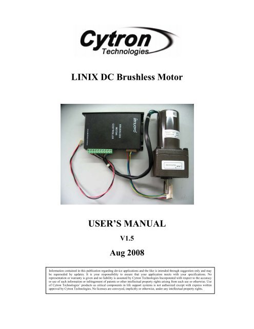 LINIX DC Brushless Motor USER'S MANUAL - Cytron Technologies