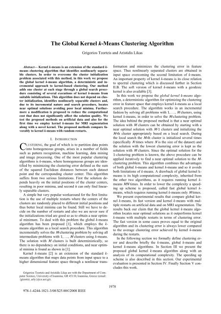 The Global Kernel K Means Clustering Algorithm