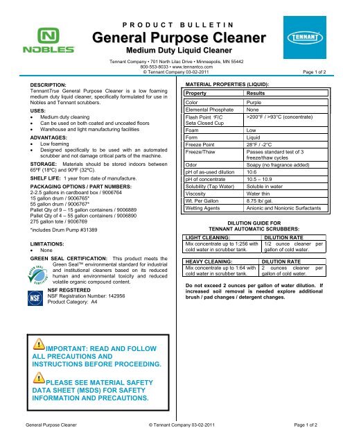 G General Purpose Cleaner - Tennant Company