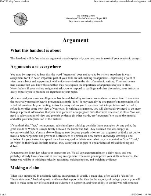 UNC Writing Center Handout