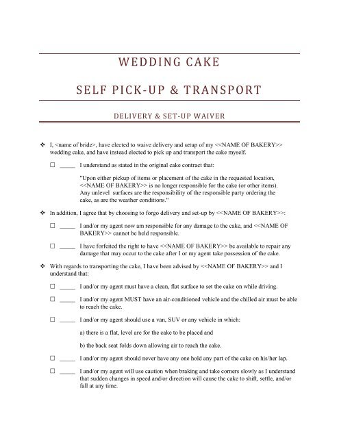 WEDDING CAKE SELF PICK-UP & TRANSPORT - Cake Central