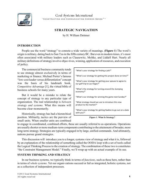 Strategic Navigation - Goal Systems International