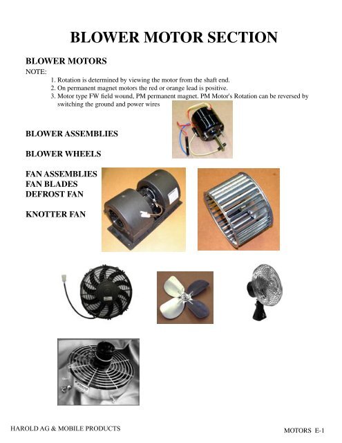 BLOWER MOTOR SECTION - Harold Electric Co.