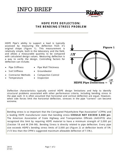 hdpe pipe deflection: the bending stress problem - Rinker Materials