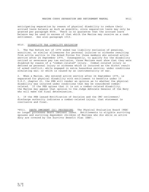 MARINE CORPS SEPARATION A