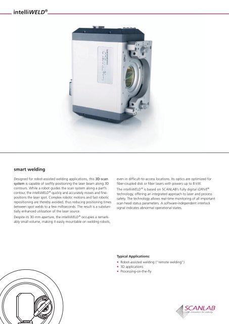 intelliWELDÂ® - scanlab ag
