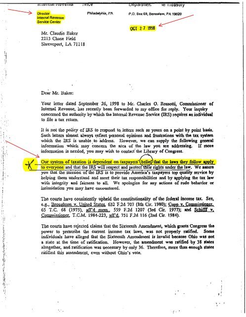 IRS response letter - The Power Hour