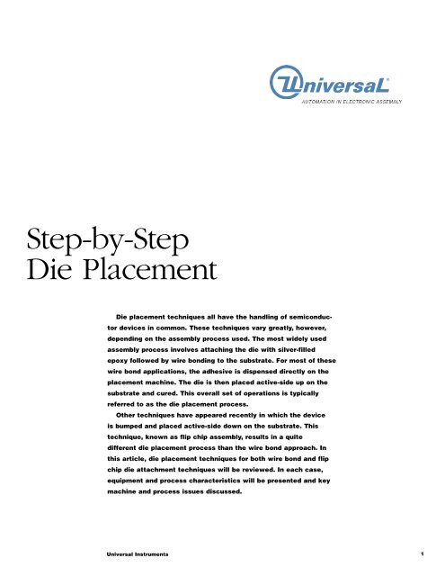 Step-by-Step Die Placement - Universal Instruments Corporation