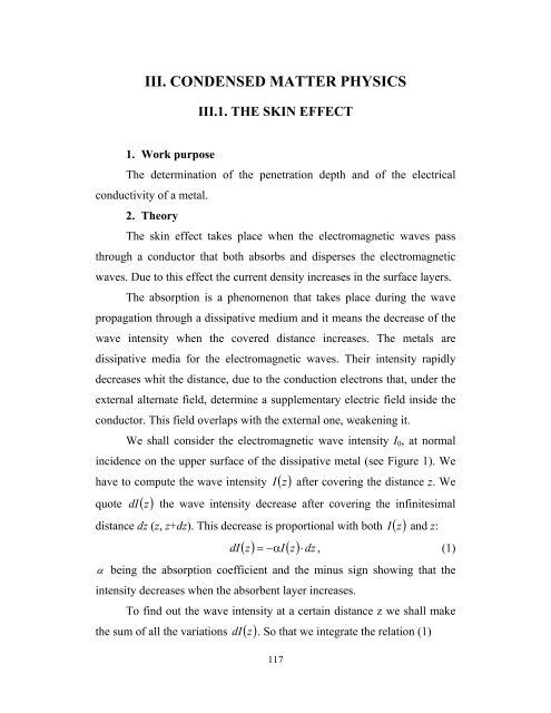 iii. condensed matter physics iii.1. the skin effect