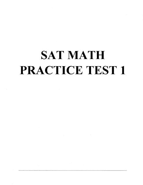 SAT MATH PRACTICE TEST 1 - Swampscott High School