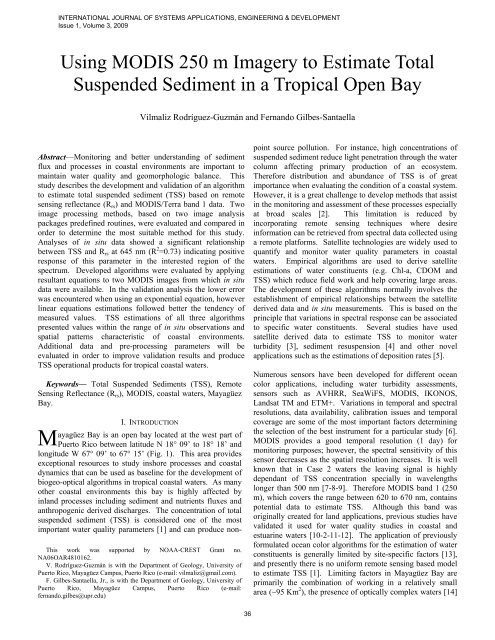 Using MODIS 250 m Imagery to Estimate Total Suspended Sediment