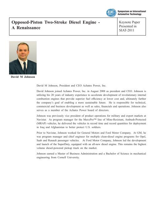 Opposed - Piston Two - Stroke Diesel Engine - Achates Power