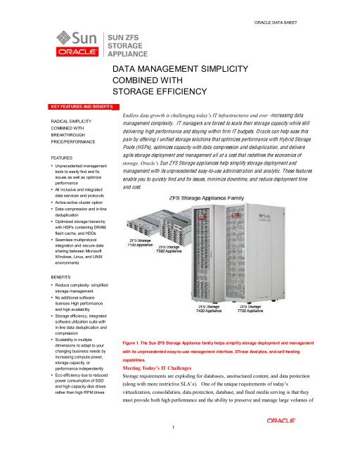 Oracle's Sun ZFS Storage Appliance Series Family