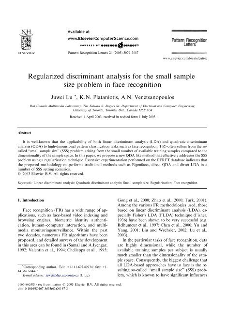 Regularized discriminant analysis for the small ... - ResearchGate
