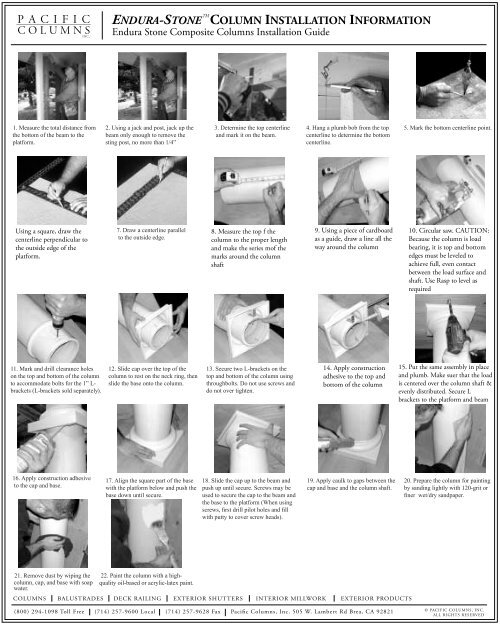 endura-stone column installation information - Pacific Columns, Inc.
