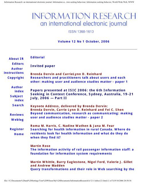 Information Research: an international electronic journal ...
