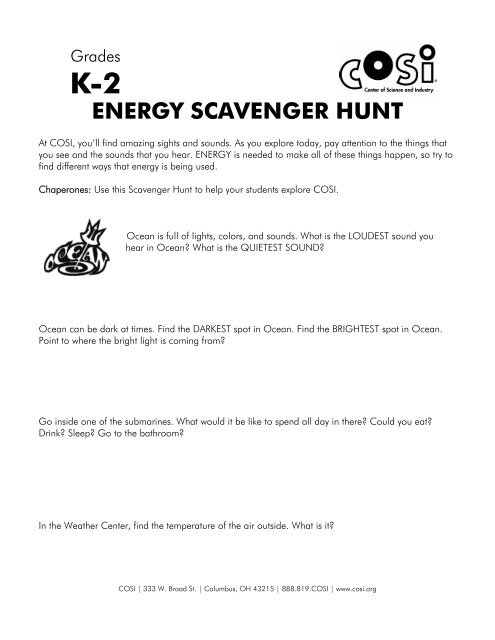 ENERGY SCAVENGER HUNT - COSI
