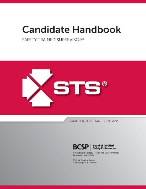 STS Candidate Handbook - Board of Certified Safety Professionals