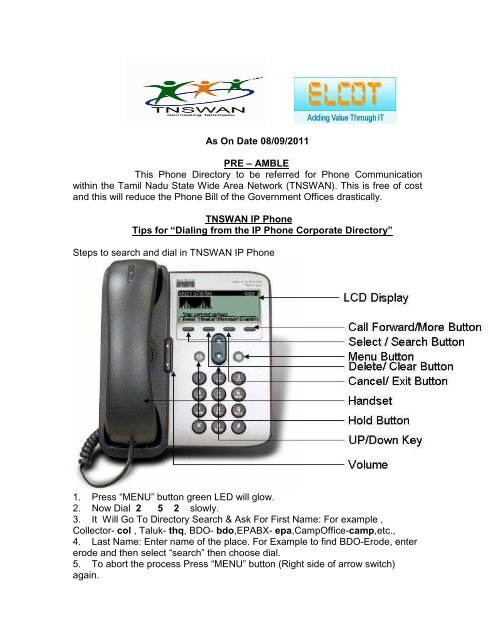 TNSWAN IP Phone Directory - Elcot