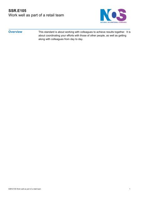 SSR.E105 - the National Occupational Standards (NOS)