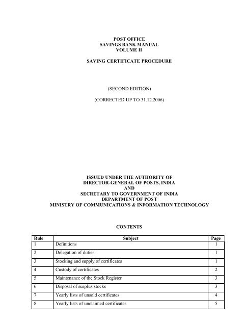 P.O. S.B. Manual Vol. II - India Post