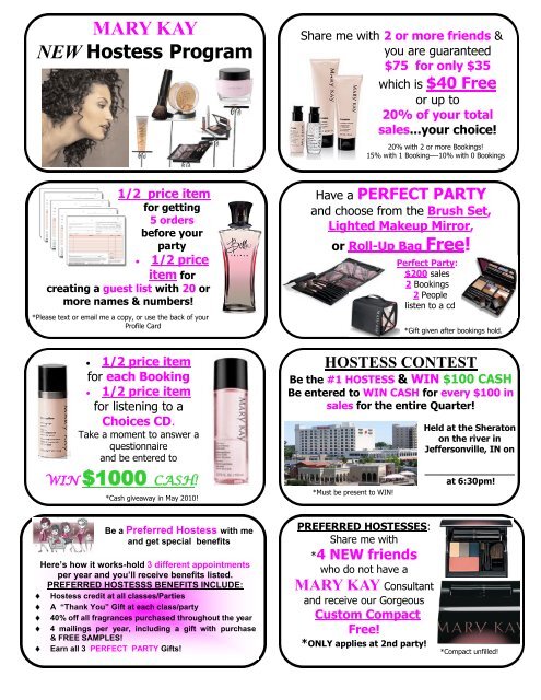 MARY KAY NEW Hostess Program WIN $1000 ... - Melissa A. Mays