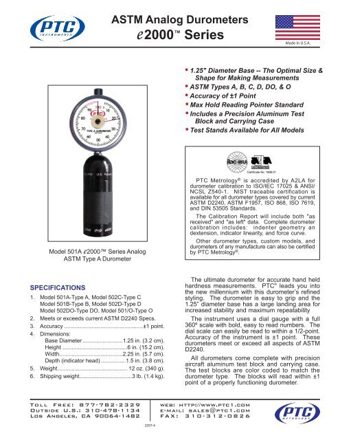 ASTM Analog Durometers e2000™ Series - PTC® Instruments