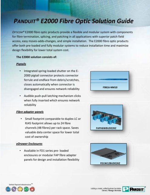 PANDUIT® E2000 Fibre Optic Solution Guide - Acal Technology