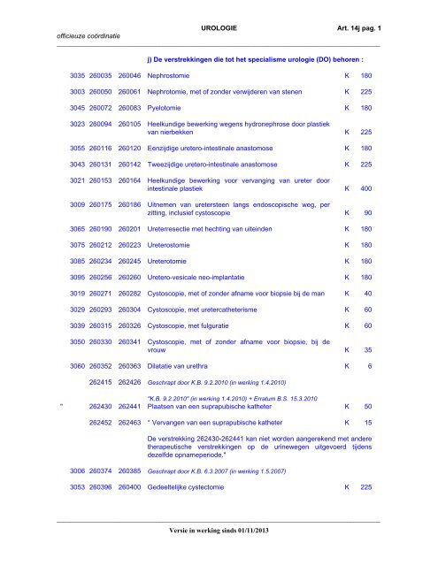 Nomenclatuur van de geneeskundige verstrekkingen â Hfst.V ... - Riziv