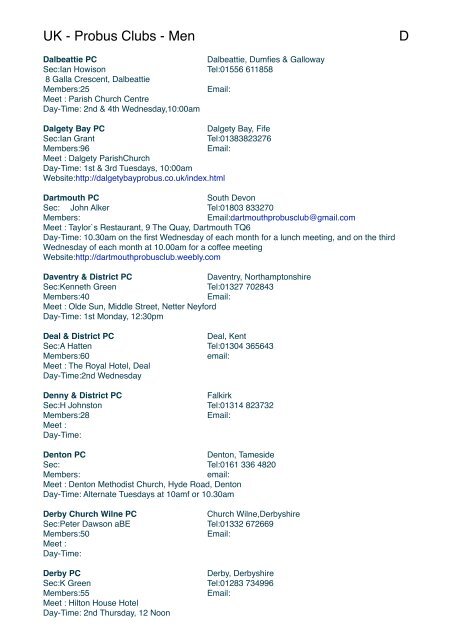 UK - Probus Clubs - Men D