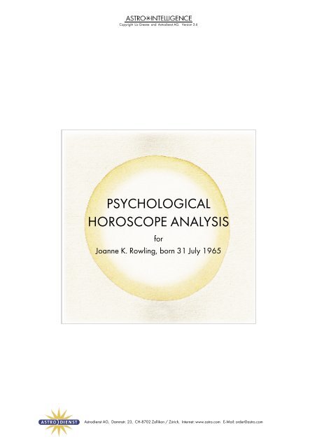 PSYCHOLOGICAL HOROSCOPE ANALYSIS - Astrodienst