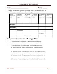 GEOMETRY CHAPTER 8 PRE-TEST WORKSHEET