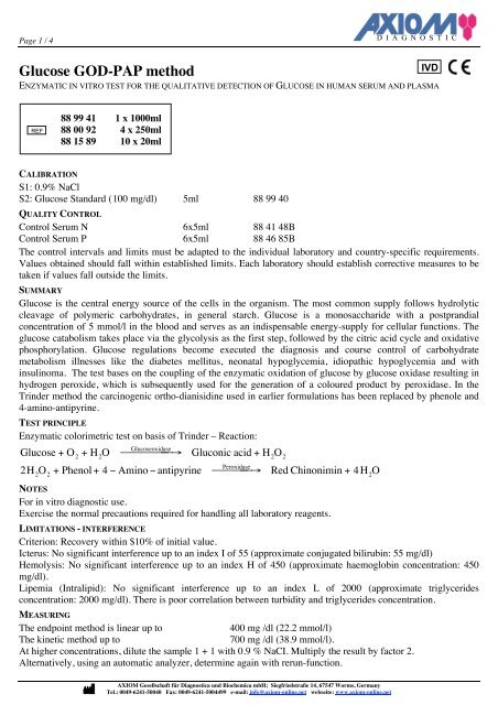 Glucose GOD-PAP method - AXIOM Solutions
