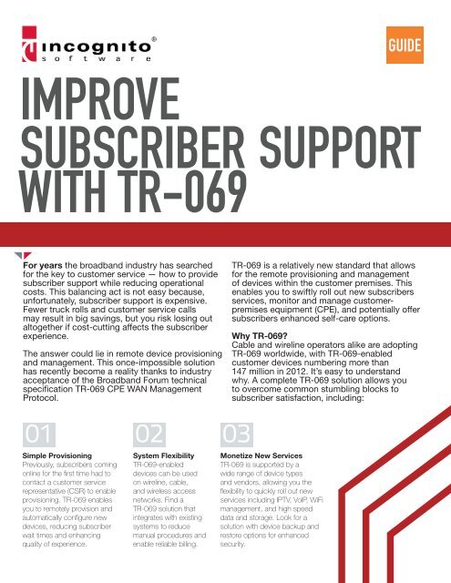 Improve Subscriber Support with TR-069 - Incognito Software Inc.